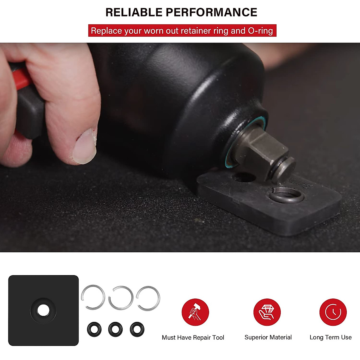 Bzsunway 3/8" Impact Wrench Retaining Ring Clip with O-Ring Compatible with Milwaukee Type (3 Sets)