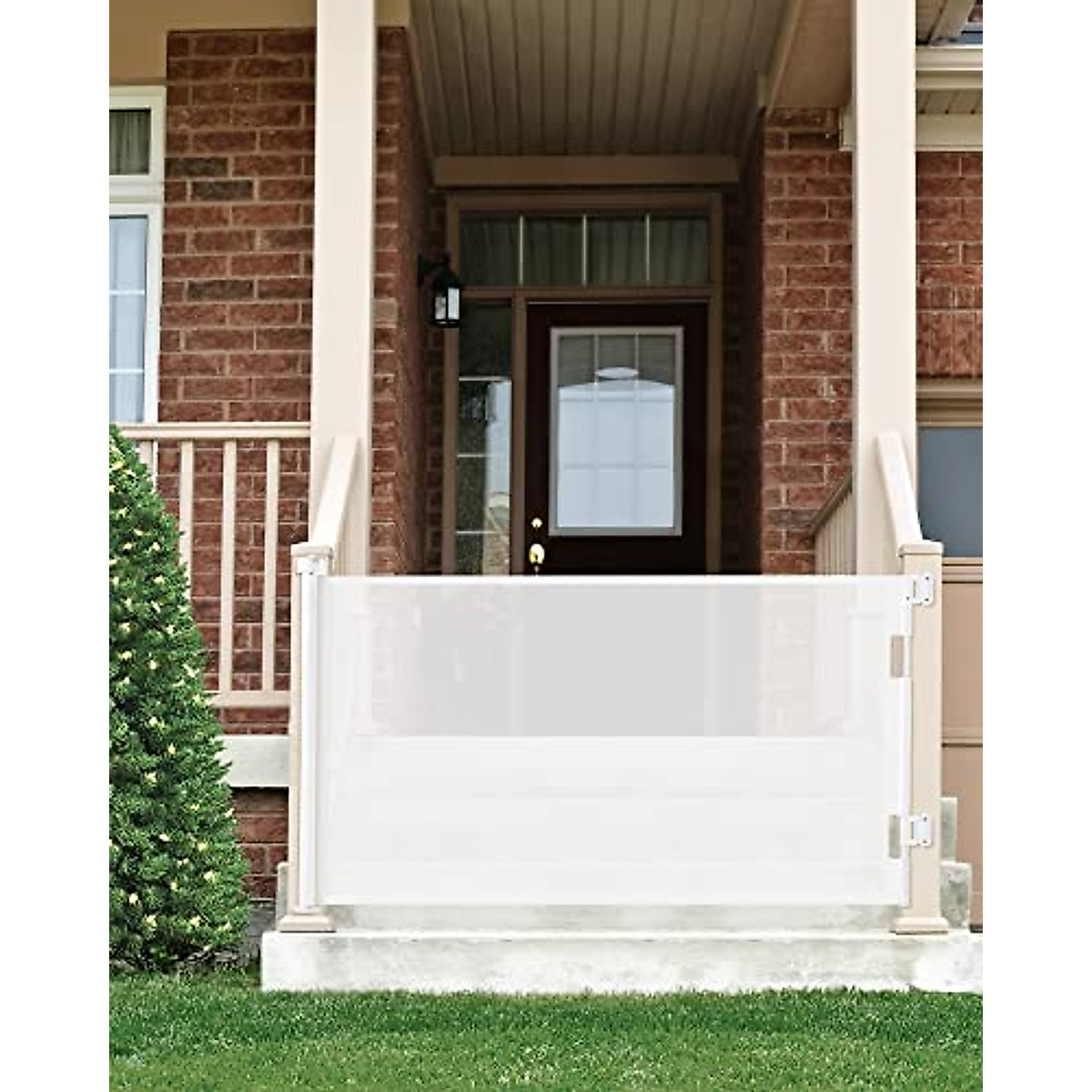 Cumbor Baby Gate Retractable Gates for Stairs, Mesh Dog Gate for The House, Wide Pet Gate 33" Tall, Extends to 55" Wide, Long Child Safety Gates for Doorways, Hallways, Cat Gate Indoor/Outdoor(White)