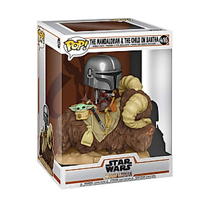 Funko POP Pop! Deluxe: Mandalorian - Mandalorian on Bantha with Child, Multicolor, Standard