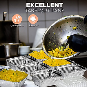 Fit Meal Prep 50 Pack 1 lb Aluminum Foil Pans with Clear Lids, 6 x 5 x 2 Disposable Aluminum Food Take Out Containers, Heavy Duty Aluminum Baking Pan for Catering, Packaging Freezer Oven Safe