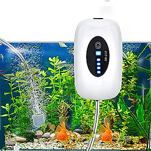 Aquarium Air Pump,Rechargeable USB Battery Aquarium Bubbler for Fish Tank up to 50 Gallons Portable Aerator for Outdoor Fishing Power Outages and Emergency