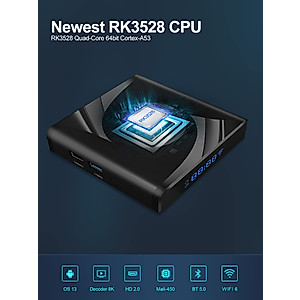 Android TV Box 13.0 4GB RAM 32GB ROM 8K TV Box RK3528 Chip Support WiFi6 BT5.0 USB3.0 Ethernet LAN 3D HDR10 HD Video Streaming Box