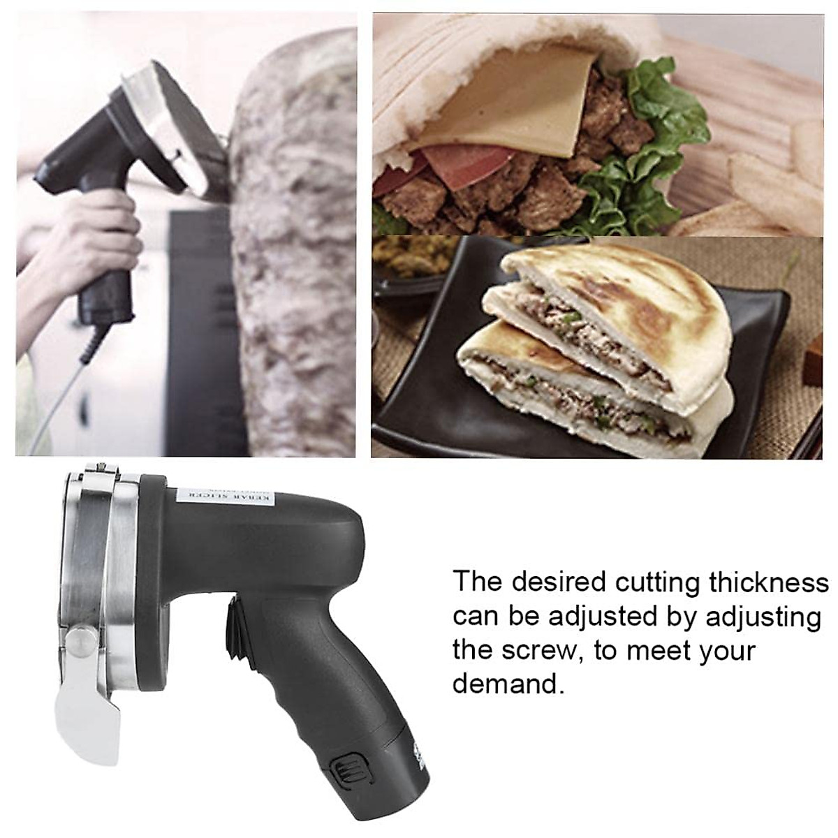 Adjustable Thickness Handheld Electric Kebab Meat Slicing Tool for Household Commercial EU 110V-240V