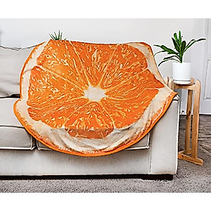 Orange Slice Round Fleece Throw Blanket | Plush Soft Polyester Cover for Sofa and Bed, Cozy Home Decor Room Essentials and Collectibles | 60 Inches