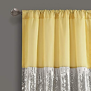 Lush Decor Night Sky Window Curtain Panel for Living, Bedroom, Dining Room (Single Curtain), 42"W x 84"L, Yellow & Gray