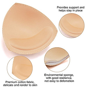 Nimiah Bra Pads Insert 3 Pairs Sewn Edge Bra Inserts AB, CD, DE Cups | Swimsuit Replacement Pad Beige Black White Optional