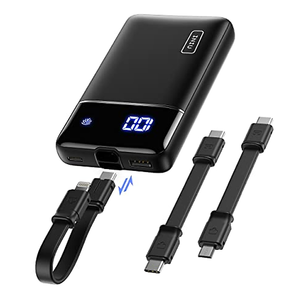 INIU Portable Charger, Adjustable Built-in Cables 10000mAh Power Bank with Tiny Size, Tri-3A High-Speed Battery Pack for iPhone 14 13 12 11 Pro X Samsung S22 S10 Google LG iPad Tablet Airpods etc.