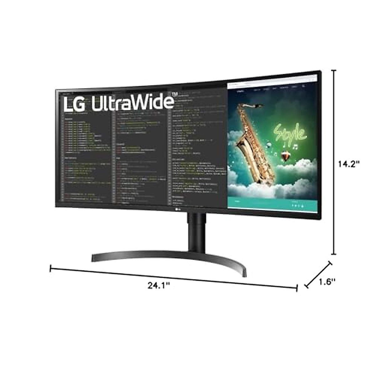 LG 35” 35BN75CN-B VA HDR QHD UltraWide™ Curved Monitor (3440x1440) with 100Hz Refresh Rate, 5ms(GTG), USB Type-C™, AMD FreeSync™, Dynamic Action Sync, Black Stabilizer, MaxxAudio® & Ergonomic Design
