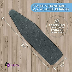 HOLDN’ STORAGE Ironing Board Cover and Pad - Iron Board Cover with Padding 15" x 54" - Iron Board Cover Large Fits All Standard Sizes - Heat Reflective Iron Pad for Table Top. Charchoal.