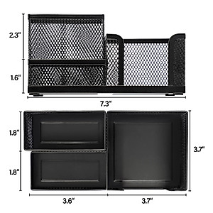 MaxGear Mesh Pen Holder for Desk Pencil Holder Desk Organizer 3 Compartments, Office Supplies Pen Organizer Desk Caddy Desktop Storage Stationary Organizer, Office Desk Accessories School, Black