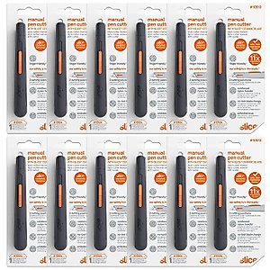 Slice Manual Pen Cutter, Safe Ceramic Box Cutter Lasting 11x Longer than Metal, Box Opener, 12 Pack