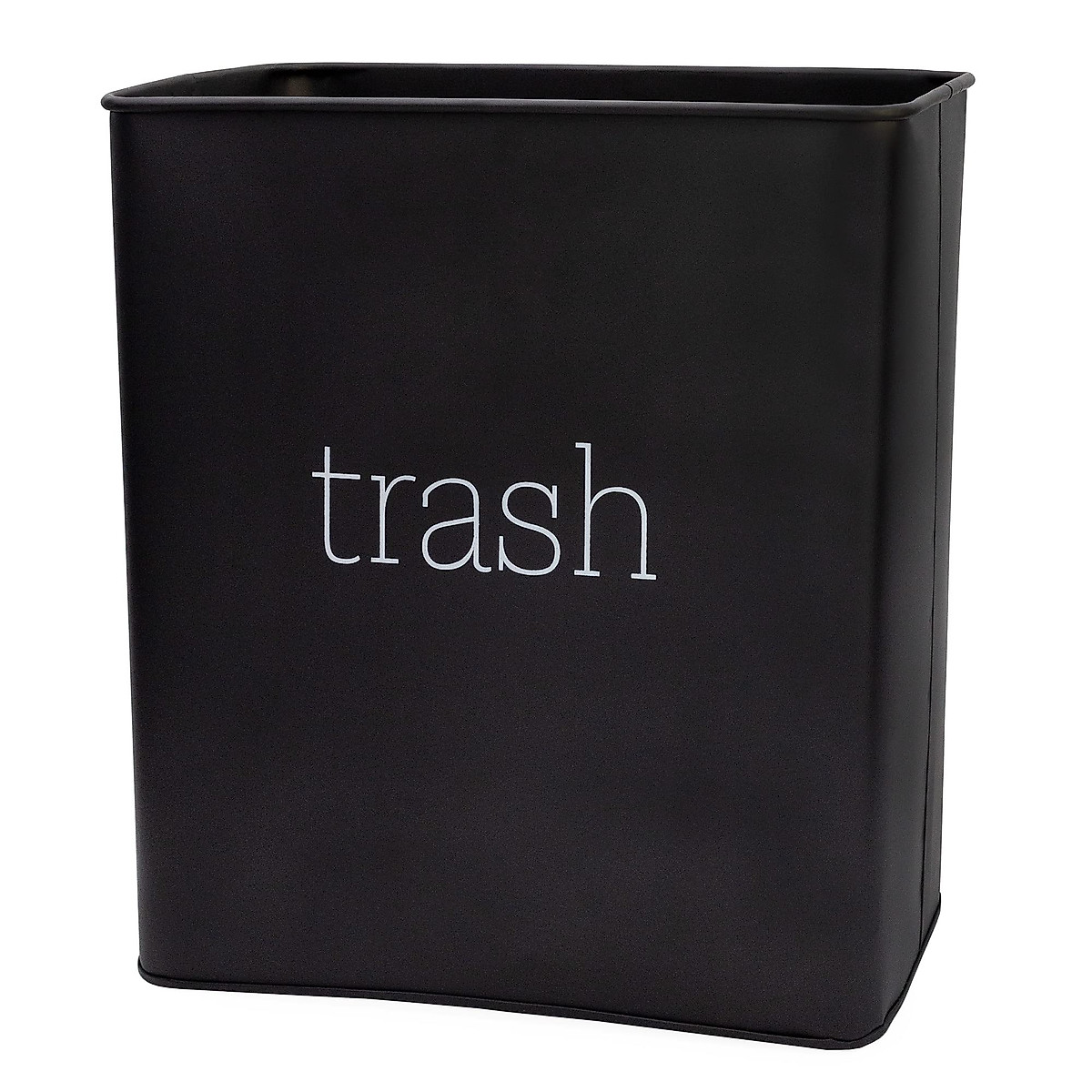 AuldHome Design Black Enamel Trash Can; Modern Farmhouse Style Wastebasket for Bathroom, Bedroom, or Office