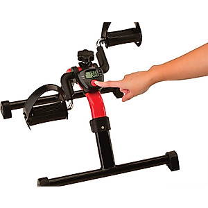 NOVA Medical Products Pedal Exerciser with Digital Display Tracker, Foldable Hand and Foot Cycle Exerciser, Great for Home, Office or Travel, Red