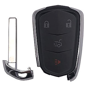 Smart Key Fob Case Shell Fit for 2015-2019 Cadillac Escalade CTS SRX XT5 ATS STS CT6 4 Buttons Keyless Entry Remote Control Car Key Fob Cover Casing Replacement (Black)