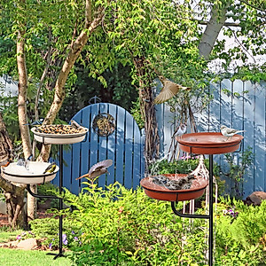 YALINKA Freestanding Birdbaths Bowl Outdoor, Free Standing Garden Bird Bath Bird Feeder & Bird Bath Bowl, Detachable Decoration Spa Birdfeeder for Garden Patio Yard Lawn, 4 Spiky Metal Stake (White)