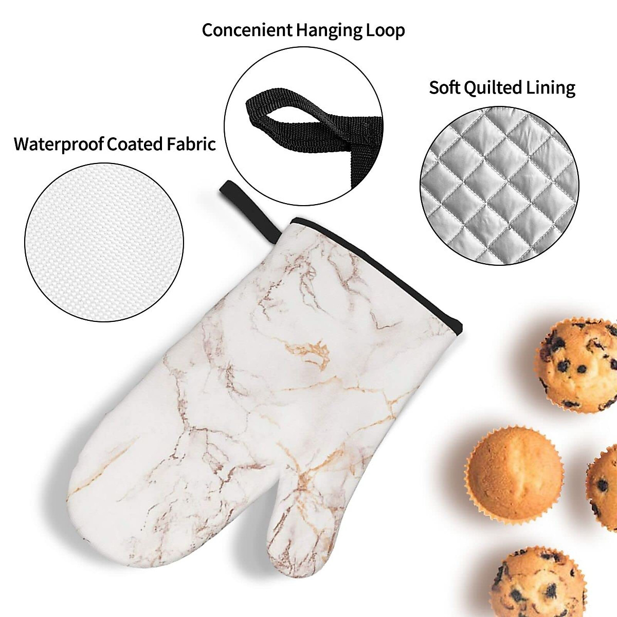 4pcs Gold Marble Oven Mitts Pot Holders Set Non-Slip Cooking Kitchen Gloves Washable Heat Resistant Oven Gloves for Microwave BBQ Baking Grilling