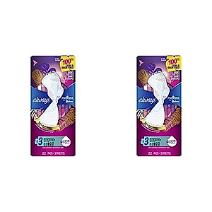Always Radiant Pads, Size 3, Extra Heavy Flow Absorbency, Scented, 22 Count (Pack of 2)