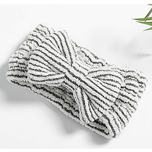 Aceorna Bow Hair Bands Stripe Spa Headbands Facial Makeup Hairbands Soft Carol Fleece Hairlace Headband Head Wraps Bow Washing Headband for Washing Face Shower Spa Mask Facial Makeup Pack of 1
