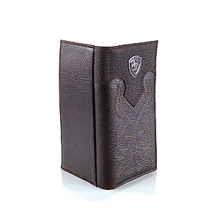 ARIAT Men's Boot-Embroidery Rodeo Tan Leather Wallet