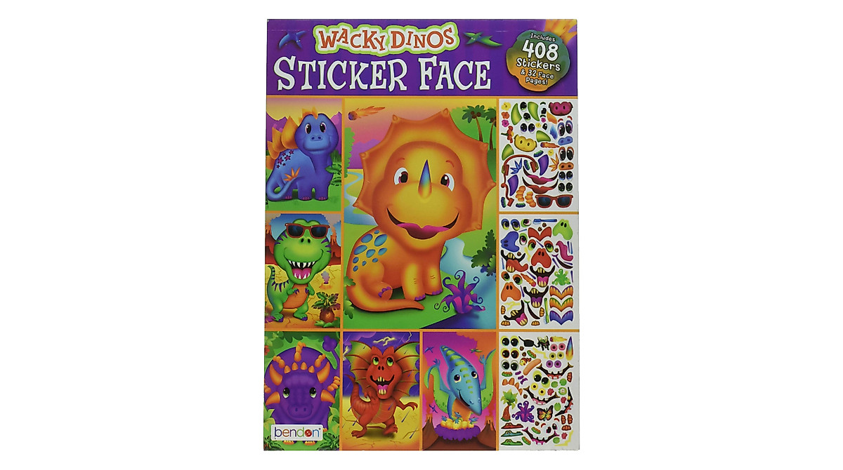 Bendon Wacky Dinos Sticker Face Book for Kids