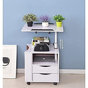 QQXX Height Adjustable Bedside Table with Drawers,Lazy Bedside Table,Drawing Board,Small Bookcase with lockers and Drawers,Sofa Cabinet in Living Room Bedroom,Filing Cabinet,Home,Office Shelf