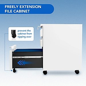 FLEXISPOT 3 Drawer Mobile File Cabinet for Home Office Under Desk Storage, Filing Cabinet with Lock Keys, File Organizer Cabinet for Legal/Letter/A4 File, White