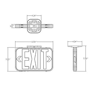LIT-PaTH LED Emergency EXIT Sign with Double Face and Back Up Batteries- US Standard Red Letter Exit Lighting, UL 924 and CEC Qualified, 120-277 Voltage, 1-Pack