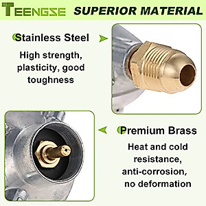 TEENGSE Propane Regulator Valve, Low Pressure Regulator with 3/8inch Male Flare Fitting for 1LB Standard Propane Tank and Extension Hose with 3/8inch Female Flare Fitting