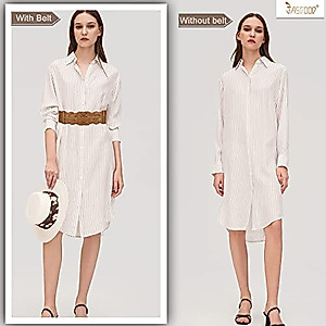 JASGOOD Women Elastic Wide Dress Belt 50S Stretchy Vintage Waist Cinch Belt, A-Brown, Suit for Waist 33”-36”