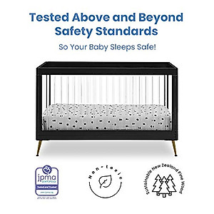 Delta Children Sloane 4-in-1 Acrylic Convertible Crib - Includes Conversion Rails, Black w/Melted Bronze