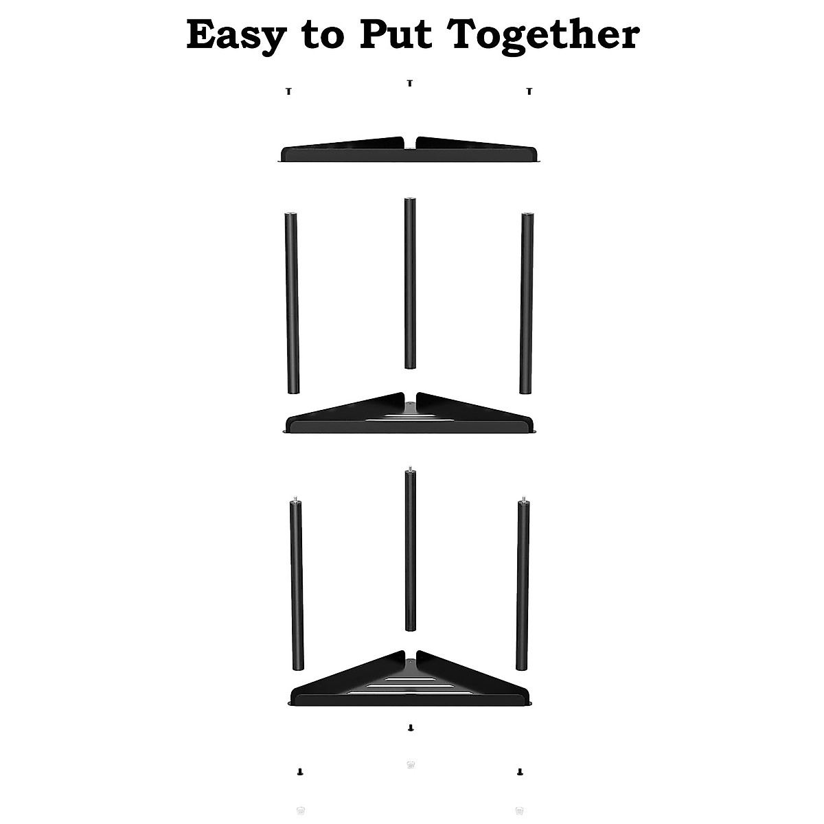 Bethom Corner Shower Caddy Standing, 3 Tier Shower Organizer Stand, Metal Corner Shower Shelf Rack for Inside Shower, Bathroom, Bathtub, Matte Black