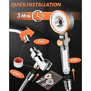 Luxsego Filtered Shower Head with Handheld Spray for Skin and Hair Care, High Pressure Shower Heads with Filters for Hard Water, Hydro Jet Showerhead Set Includes Hose, Bracket and Mineral Beads