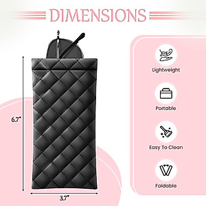 Valuatic COMF-PRO Portable Squeeze Eyeglass Case - Pu Leather Soft Sunglasses Case Easy To Use Glasses Case Pouch 2 Pack (Black-Pink)