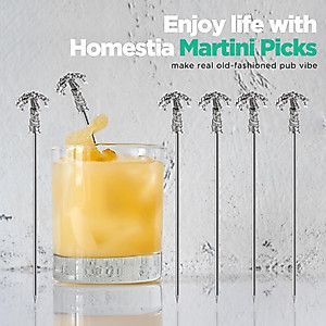 Homestia 6Pcs Metal Cocktail Picks for Drinks, Palm Tree Martini Picks Olive Martini Picks Cocktail Accessories for Drinks, 4.7" Retro Art Deco Cocktail Toothpicks Cocktail Garnish Cocktail Swords
