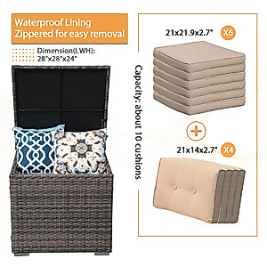 JOIVI Outdoor Storage Box, Waterproof Deck Box for Patio Furniture, Wicker Storage Bin for Cushions, Pillows, Organization, Indoor/Outdoor/Garden/Backyard/Home/Pool, Tools, Toys, 88 Gallon, Gray