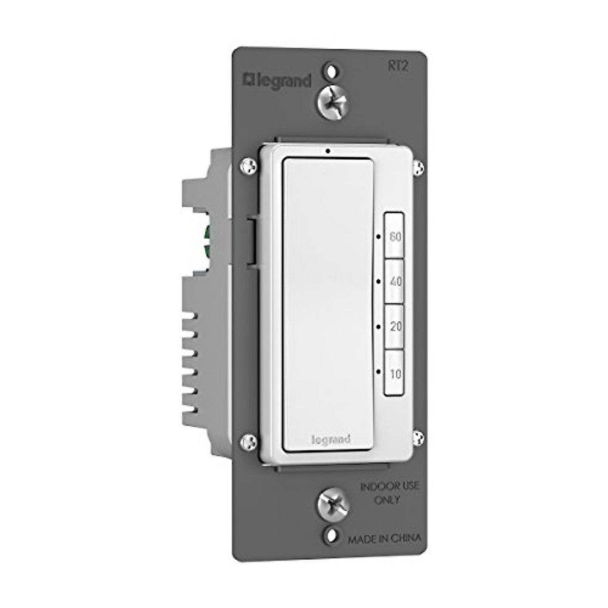 Legrand - Pass & Seymour Radiant 4 Button Light Switch with LED Locator, White Digital Light Switch with Countdown Timer and Rocker Wall Switch, RT2WCCV4, 1 Count