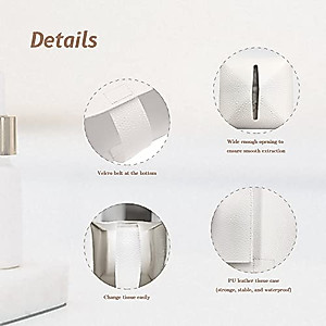 Zen Lyfe Tissue Box Cover Holder, Modern Square Decorative PU Leather Organizer with Bottom Belt for Bathroom Countertop, Nightstand, Office Desk(5.1''*5.1''*5.1'', with Bottom Belt)