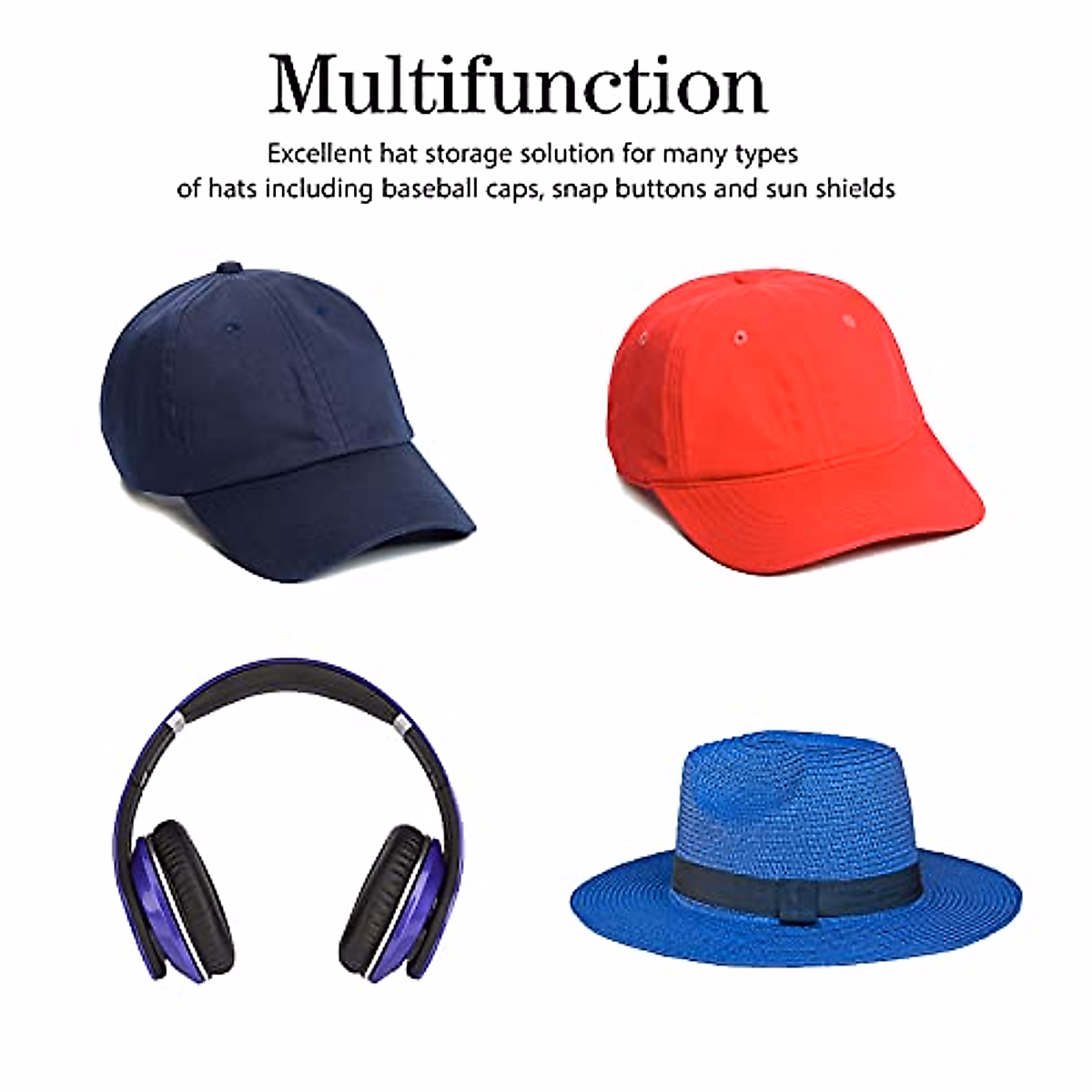 24 Pack Adhesive Hat Hooks for Wall Mounted Minimalist Hat Rack Design Hat Rack No Drilling Wall Hat Organizer Hold Hat Hangers Baseball Hat Hanging Hooks for Hats for Door, Closet, Bedroom (Clear)