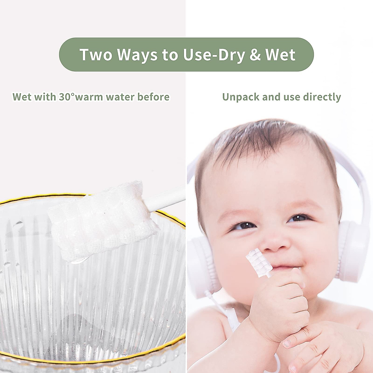 Little Meerkat 42 Pcs Disposable Baby Toothbrush for Infant & Newborn | Milk Stains & Tooth Decay | Baby Tongue Cleaner with FFS & 5-Layer Cotton Swab | 0-12 Month Baby Teething & Oral Care Cleaner