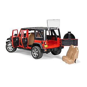 Bruder Toys - Recreational Realistic Jeep Wrangler Unlimited Rubicon with Openable Doors and Removeable Rear Seat (Color May Vary) - Ages 3+