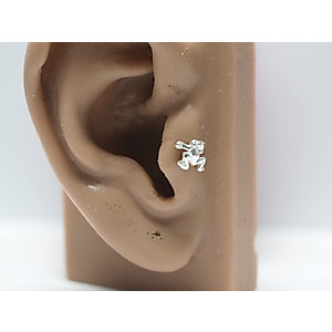 Sterling Silver Frog - 16g Surgical stainless steel Labret Barbell, Push Pin Post, Flat Back,Cartilage earring, Nose stud, Piercing Jewelry (8 Millimeters)