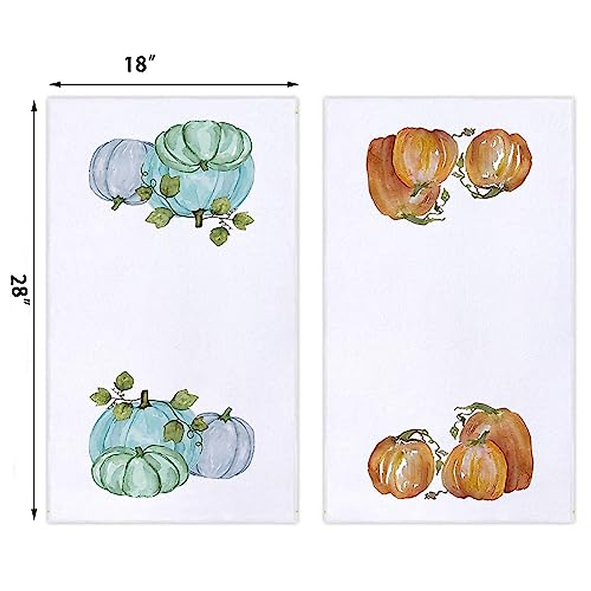 Secarond Fall Pumpkin Kitchen Dish Towel 18 x 28 Inch Set of 2, Autumn Harvest Thanksgiving Pumpkins Farmhouse Holiday Tea Towels Dish Cloth for Cooking Baking