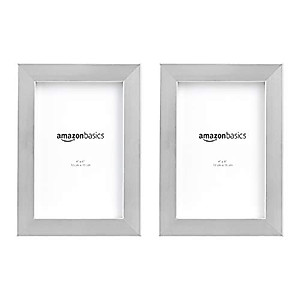Amazon Basics Rectangular Photo Picture Frame, 4" x 6", Pack of 2, Nickel