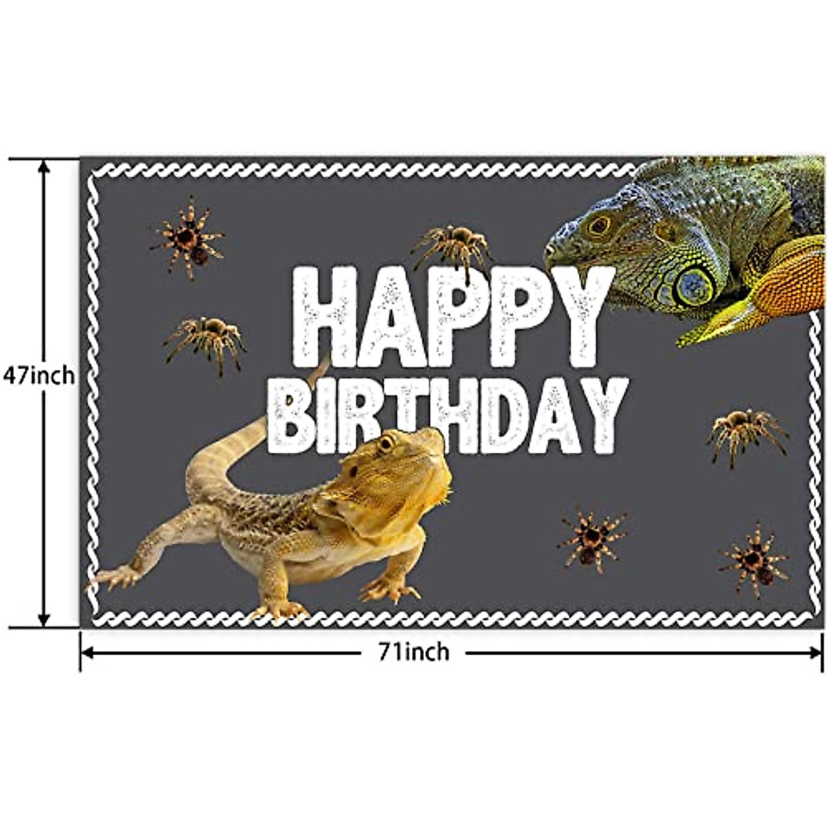 Lizard Happy Birthday Banner Backdrop Realistic Reptile Swamp Chameleon Animal Theme Supplies Decorations Decor for Wide One Safari Baby Shower 1st Birthday Party Favors Photo Booth Props Background
