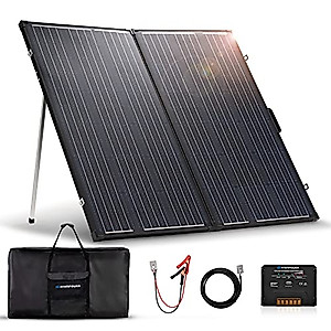 ATEM POWER 200W Monocrystalline Solar Panel,Portable Solar Suitcase Foldable Lightweight Without Glass, 20A MPPT Controller with USB Output, Built-in Kickstand for 12V Batteries RV Camping Power