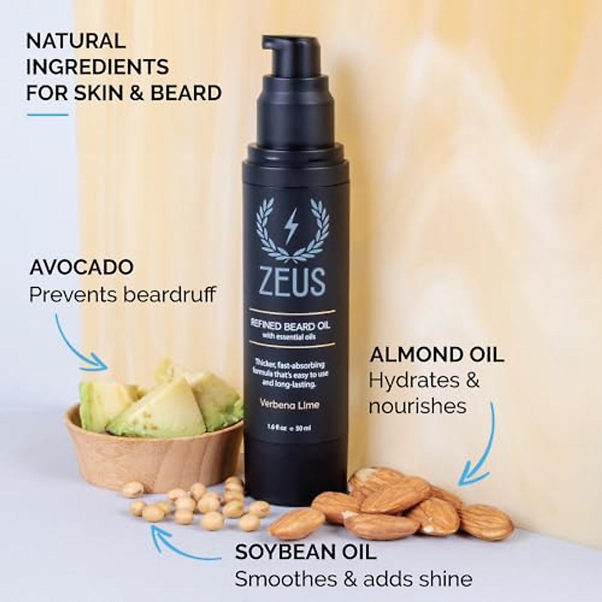 ZEUS Refined Beard Oil, Long Lasting, Thick & Fast Absorbing Oil, Leave In Beard Conditioner – MADE IN USA (Verbena Lime) 2 oz.
