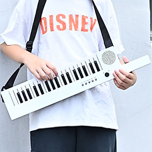 Kids Electric Piano Keyboard 37 keys keytar, Musical Instrument, Mini Electronic Pianos Toy Gift for Children Beginners (White)