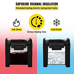 VEVOR Insulated Beverage Dispenser, 2.5 Gal, Double-Walled Beverage Server w/PU Insulation Layer, Hot and Cold Drink Dispenser w/ 2-Stage Faucet Handles Nylon Latches Vent Cap, NSF Approved, Black