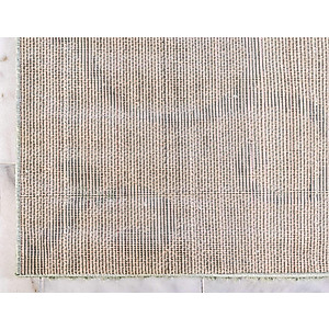 Unique Loom Floral Shag Collection Area Rug-Carved, 4 ft x 6 ft, Green