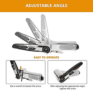 BEAMNOVA Mini Air Belt Sander for Woodworking Metal Working 3/8 Inch Handheld Angle Grinder Industrial Pneumatic Tool with 3 Belts 60/80/100 Grit